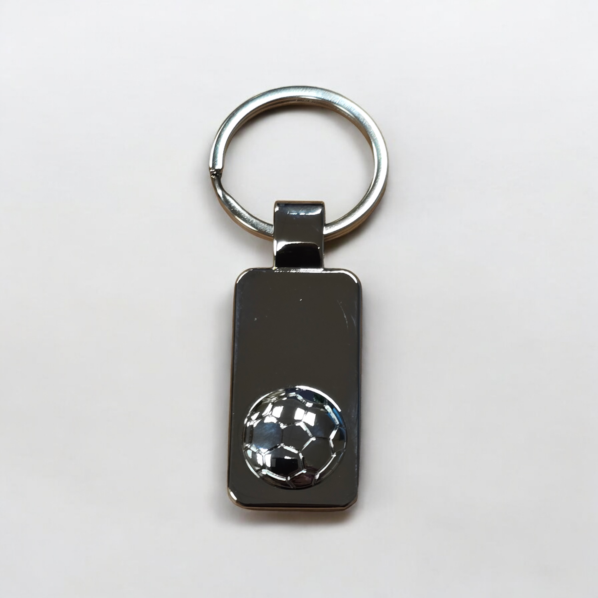 Metal Rectangle Football Keyring with Black insert for engraving ...
