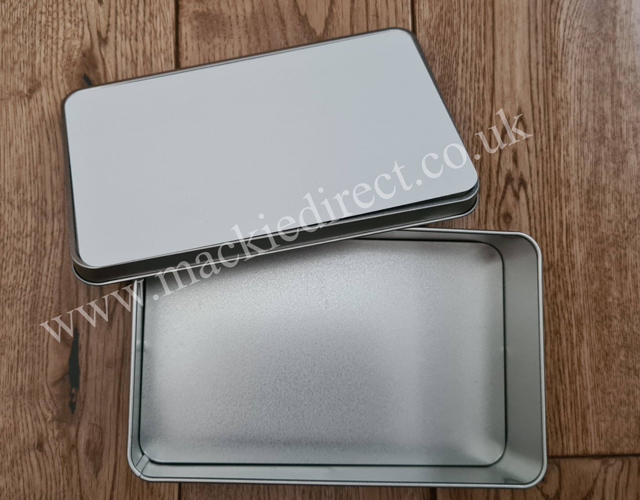 Silver Rectangle Tin with Sublimation Panel – Mackie Direct